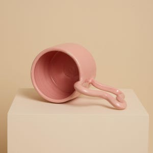 Pink Handmade Ceramic Mug With Wiggle Handle - Etsy