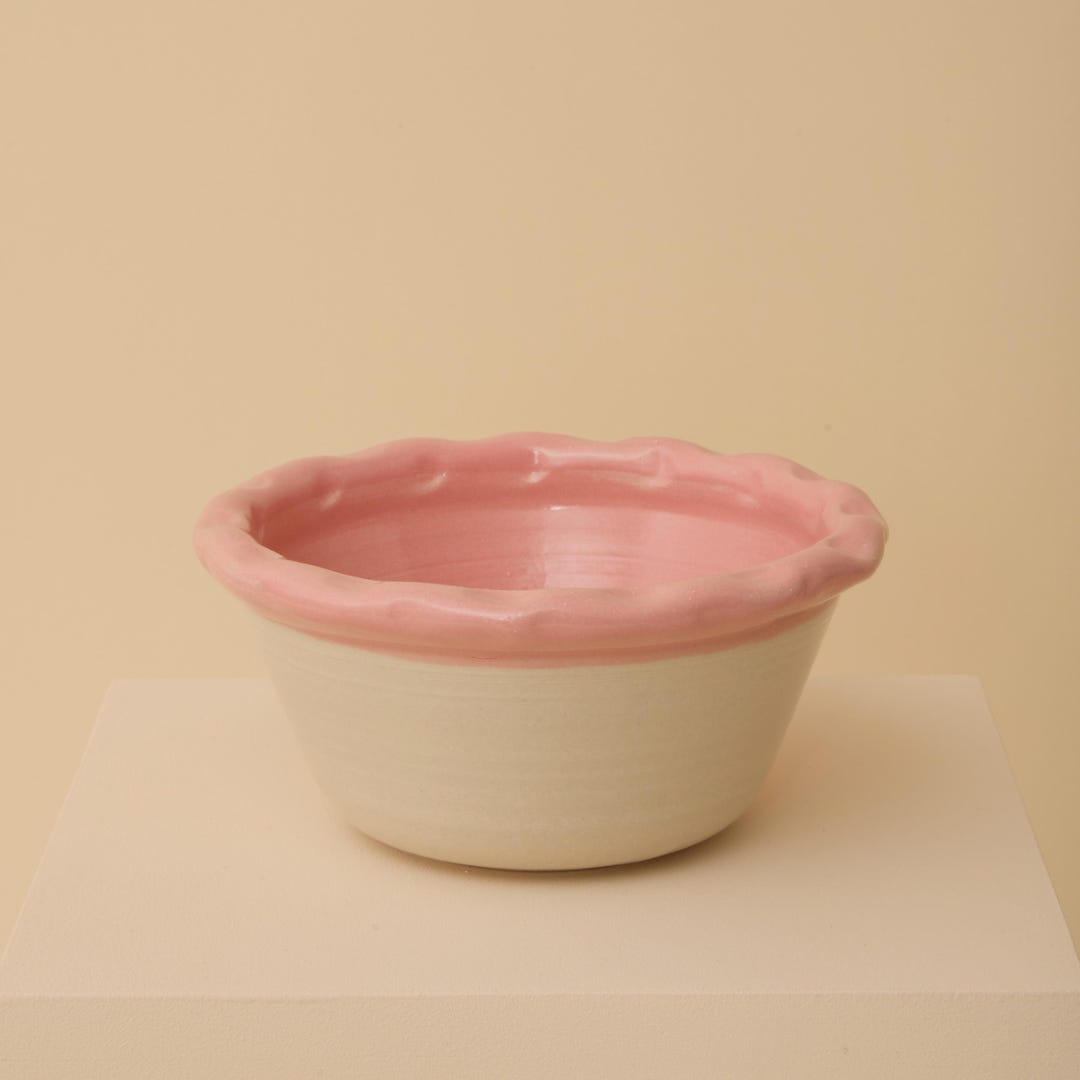 Handmade Ceramic Small Cereal Bowl With Pink Dimpled Rim - Etsy