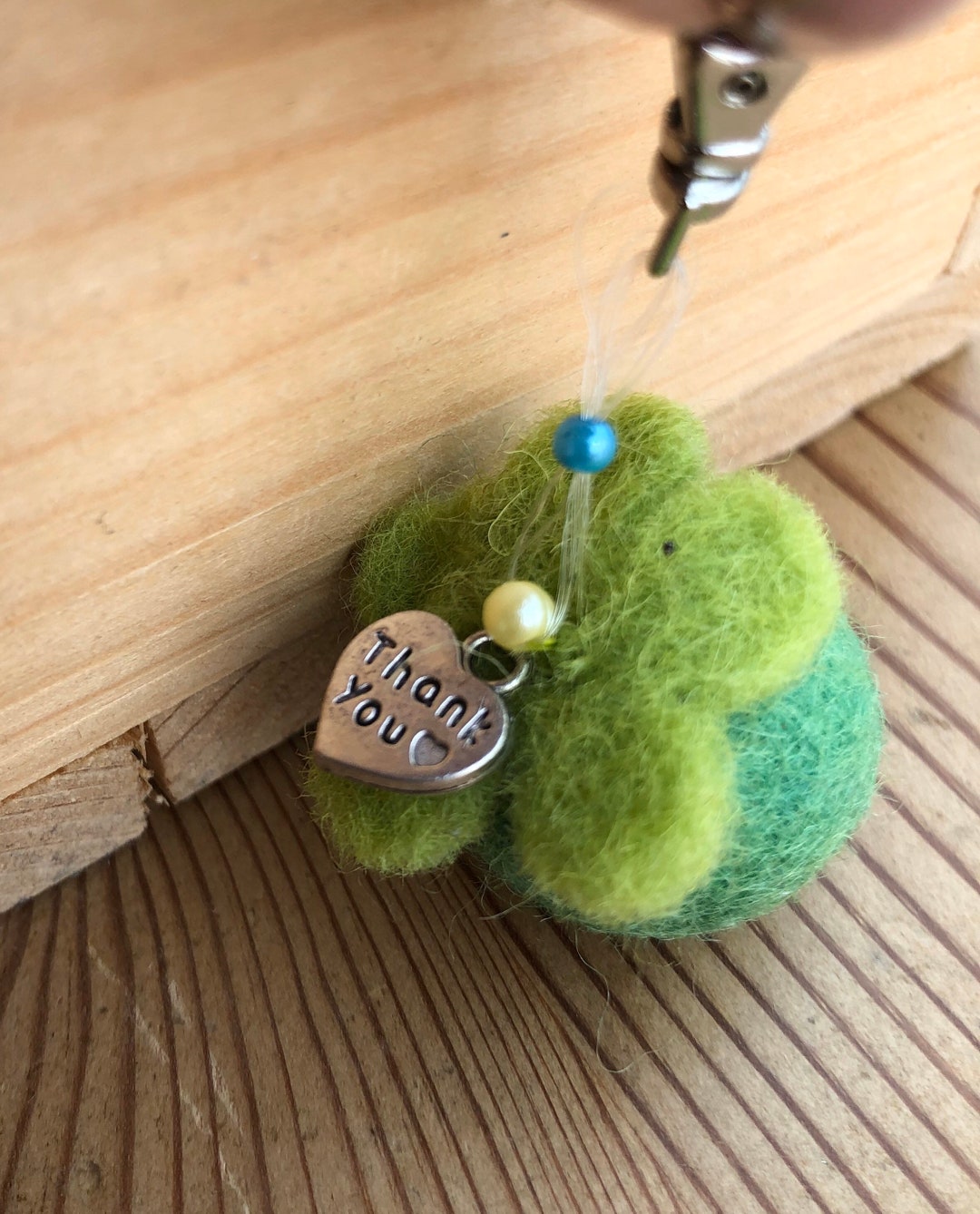 Green Flower Ball ‘thank You’ Key Ring - Etsy