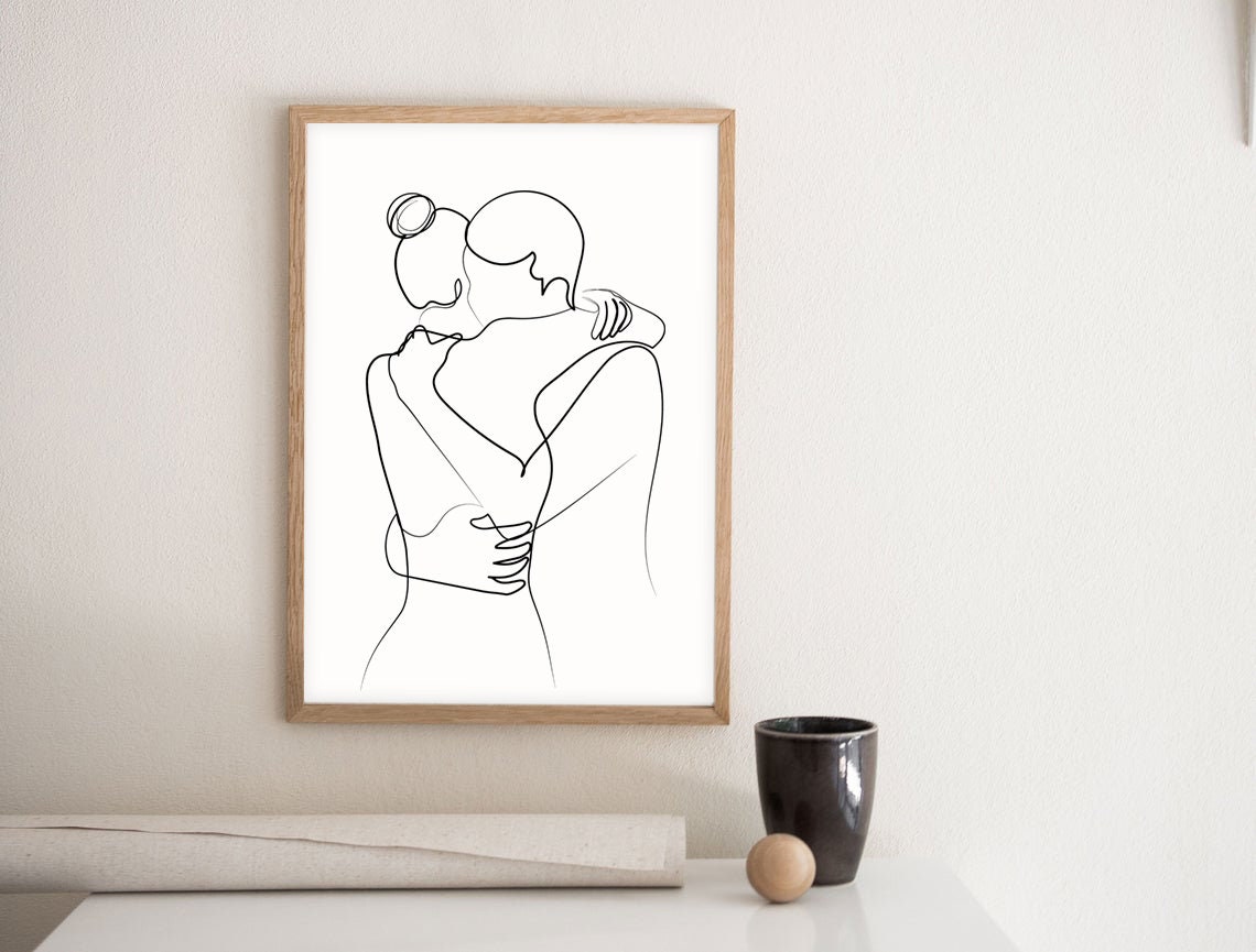 Abstract Couple Line Art, Set of 3 Prints, Romantic Poster, Love Line ...