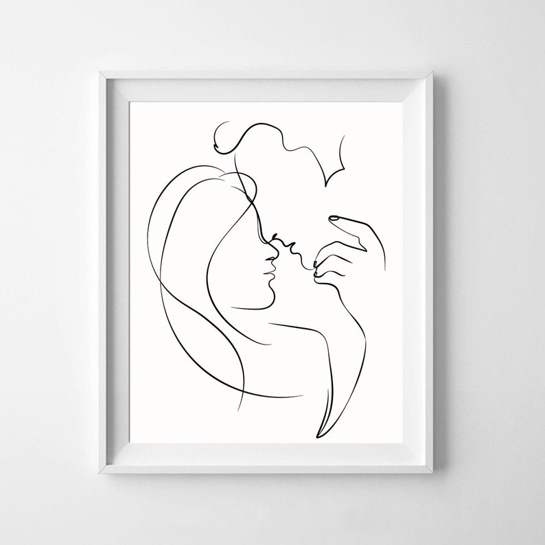Couple Line Art Set of 3 Prints One Line Art Romantic - Etsy