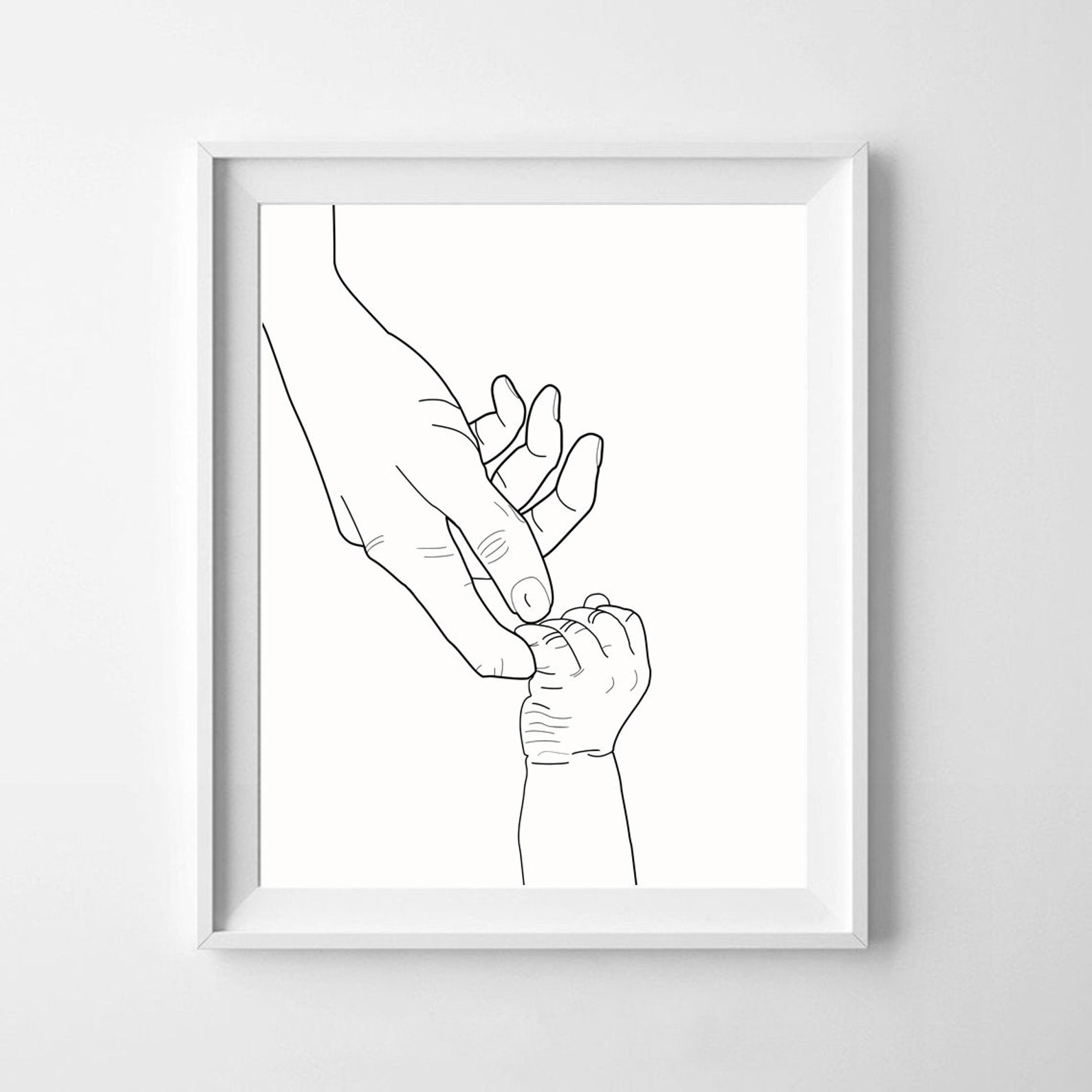 Family Baby Hand Touch Line Art One Line Drawing Finger Poster | Etsy