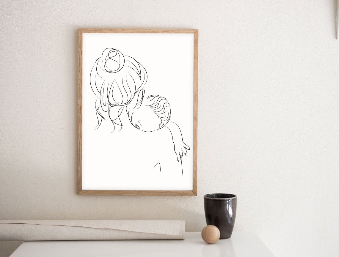 Family Line Art Family Print Line Drawing Love Print - Etsy