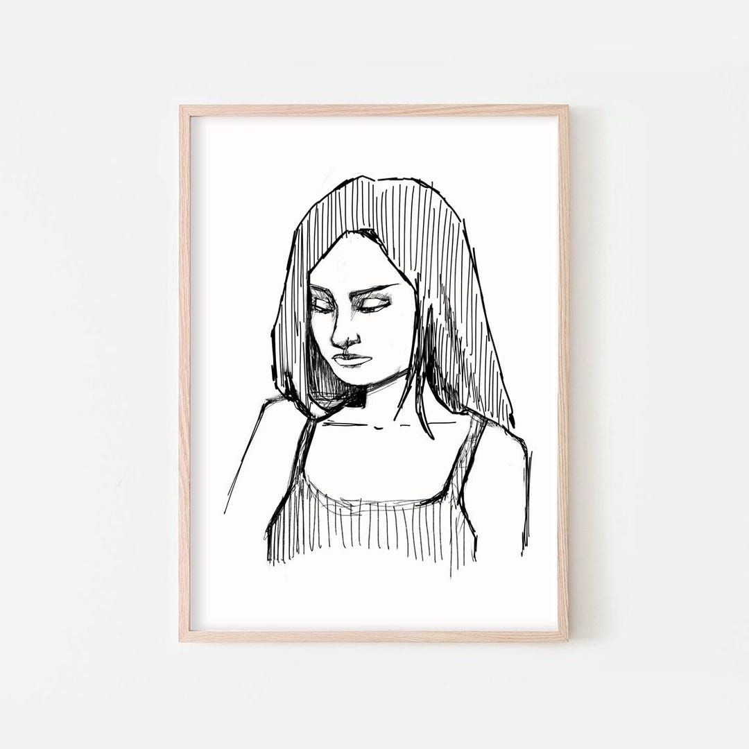 Custom Line Drawing Portrait From Photo, Pencil Drawing, Minimalist ...