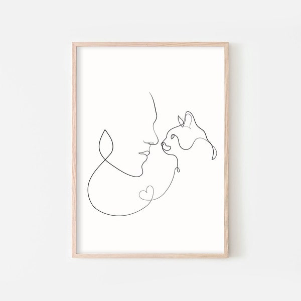 Cat Line Drawing - Etsy