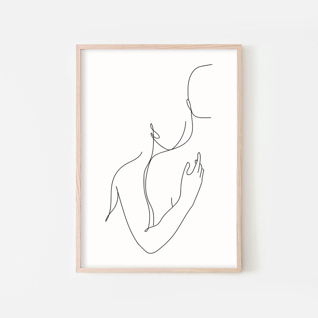 Abstract Couple Line Art Romantic Poster Couple One Line Art Body ...