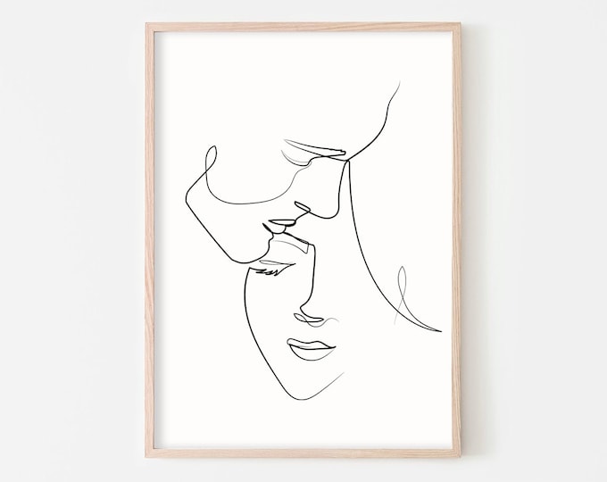 Abstract Couple Line Art Romantic Poster Couple One Line Art Body ...