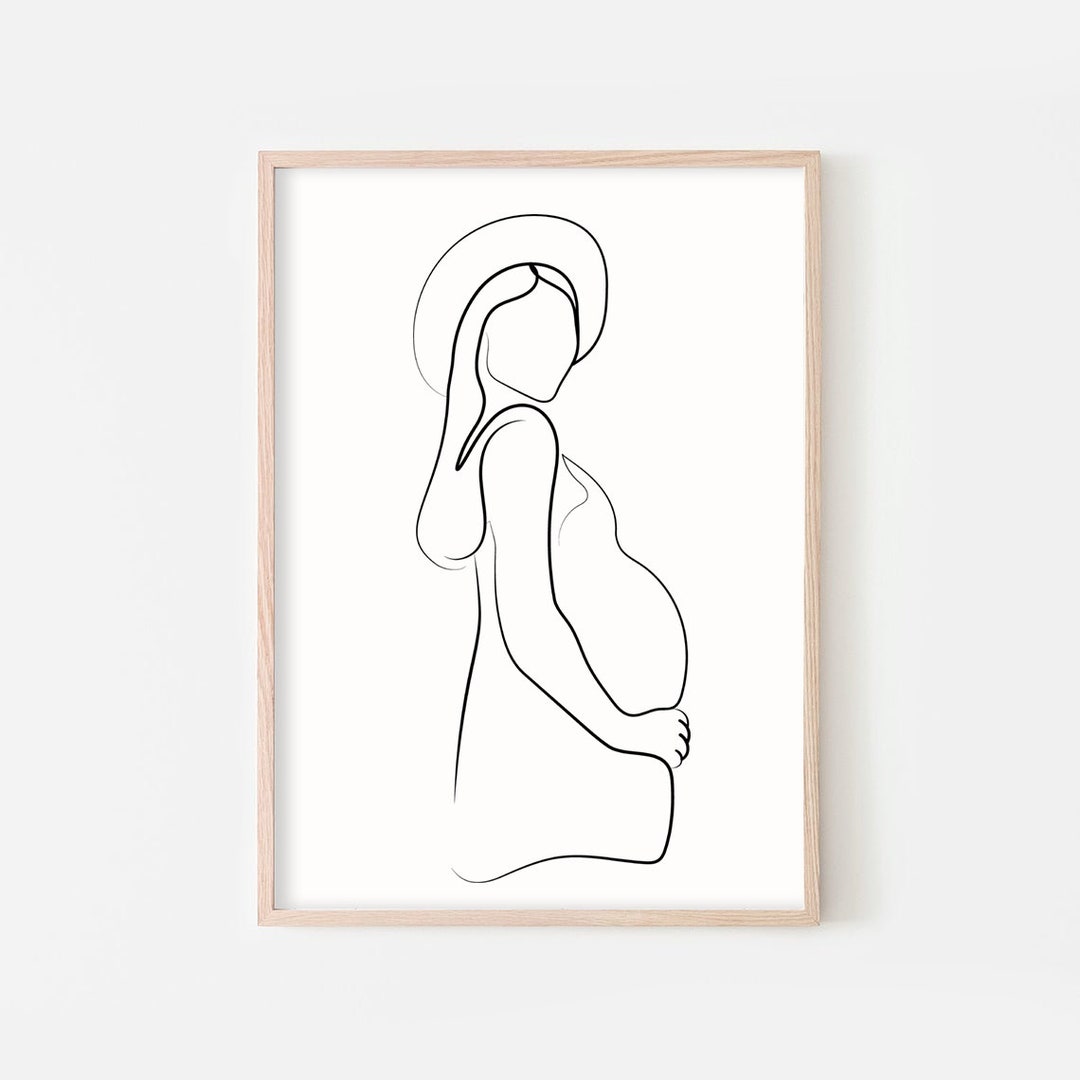 Pregnant Art Print, Pregnancy Art, Mom and Baby Print, Pregnant Woman ...