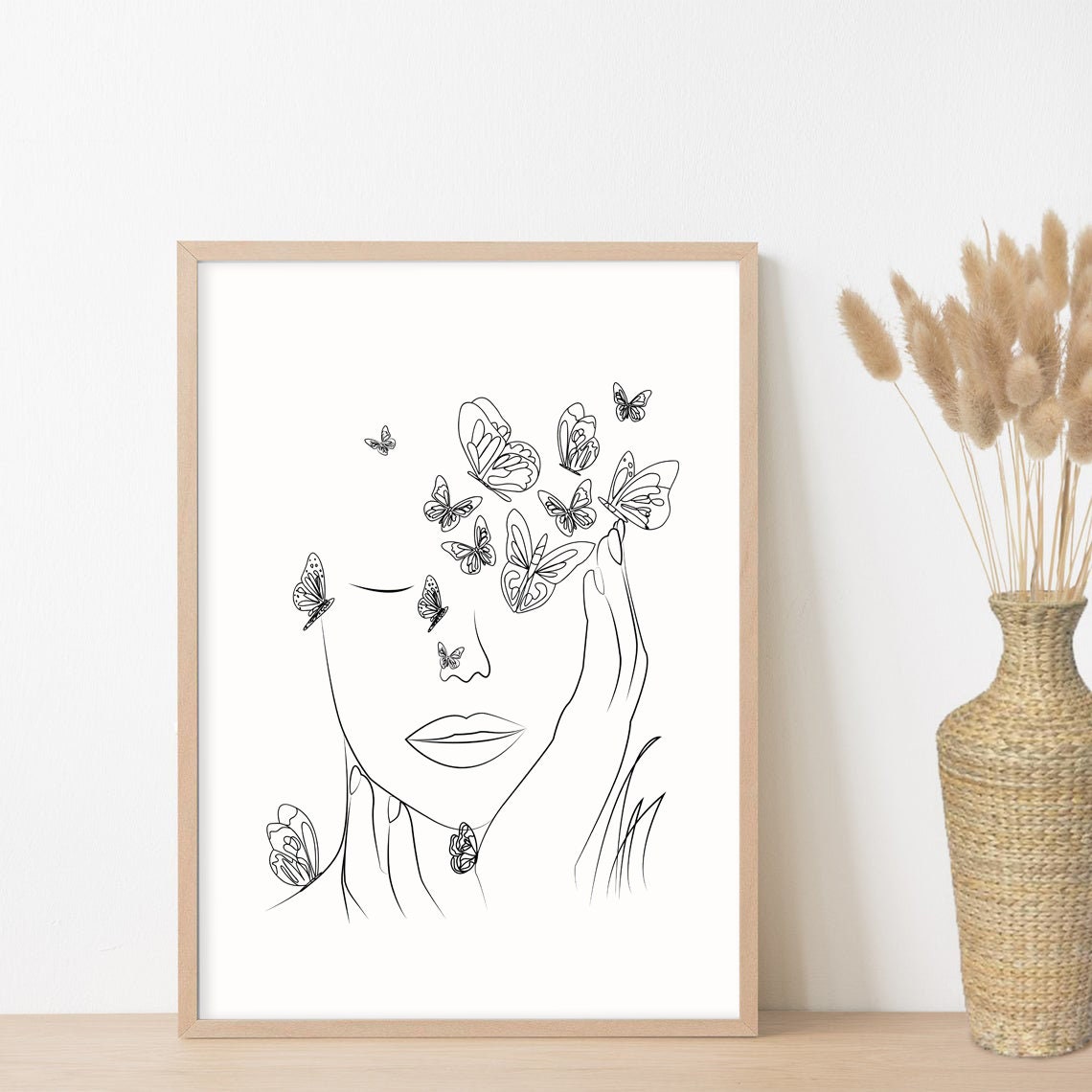 Abstract Line Art Woman With Butterfly One Line Drawing - Etsy