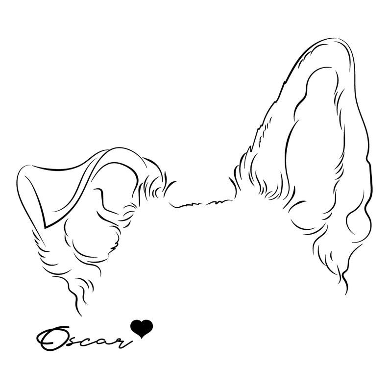 Pet Ears Custom Line Drawing Ear Outline Custom Dog Drawing - Etsy