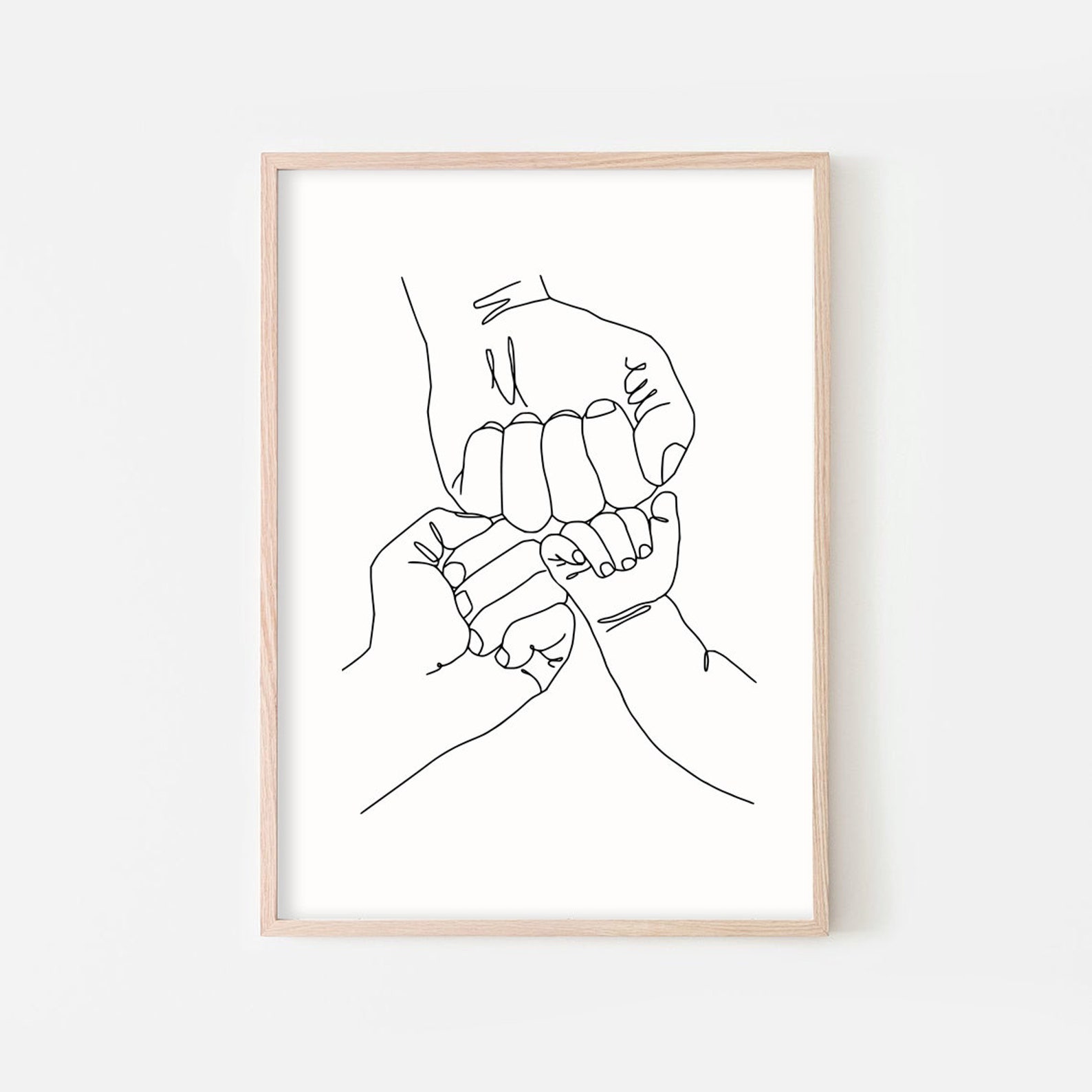 Family Hands Line Art,one Line Art, Family Print, Newborn Wall Art ...
