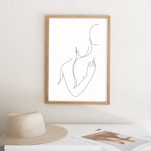 Abstract Couple Line Art Romantic Poster Couple One Line Art Body ...