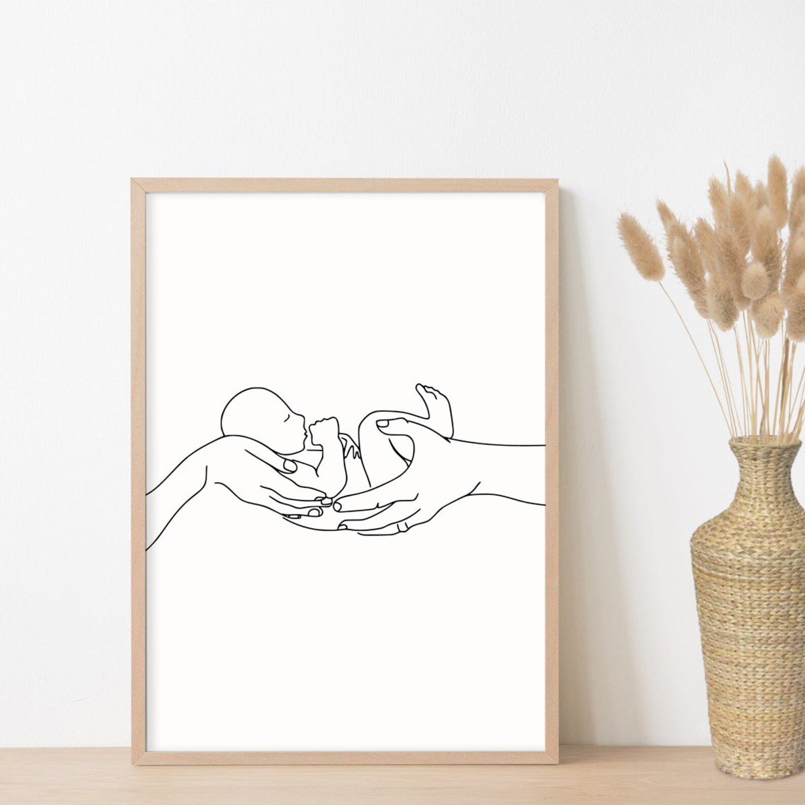 Newborn Baby Wall Art One Line Art Family One Line Drawing - Etsy