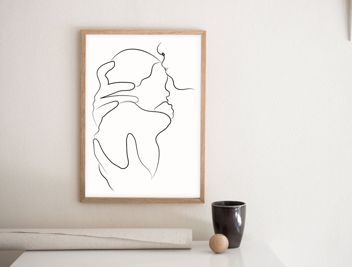 Abstract Family Line Art Mom and Baby Print Family Line - Etsy