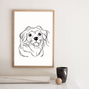 Custom Dog Line Art Portrait, Dog Portraits From Photo, Drawing From ...