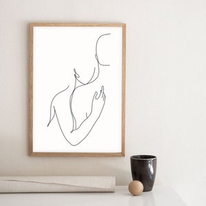 Abstract Couple Line Art Romantic Poster Couple One Line Art Body ...