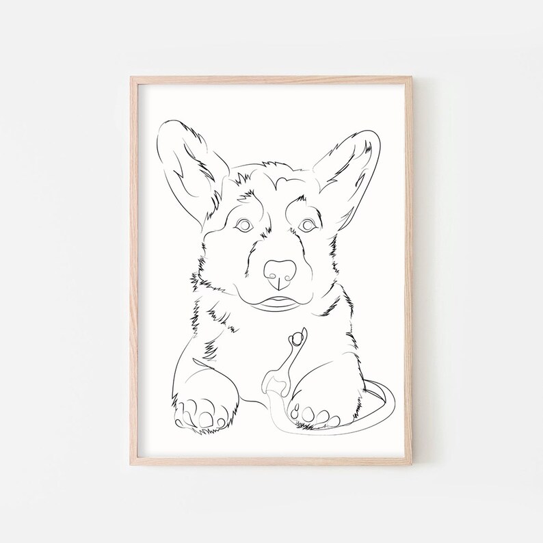 Pet Portrait Custom Line Drawing Dog Portrait Line Art Custom - Etsy