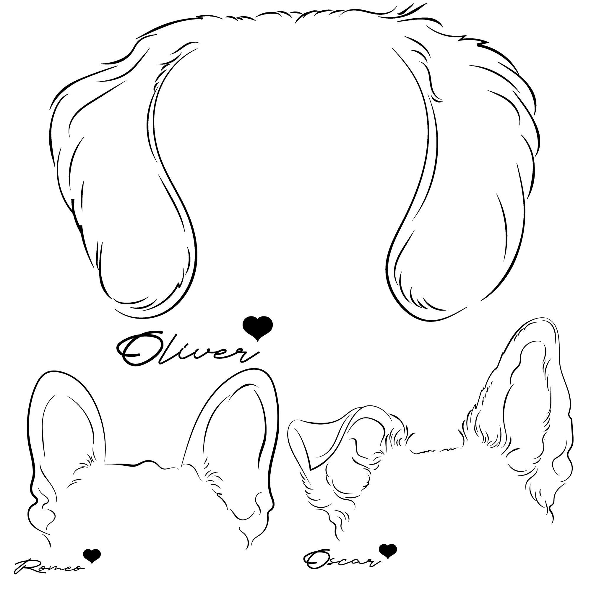 Pet Ears Custom Line Drawing Ear Outline Custom Dog Drawing - Etsy UK