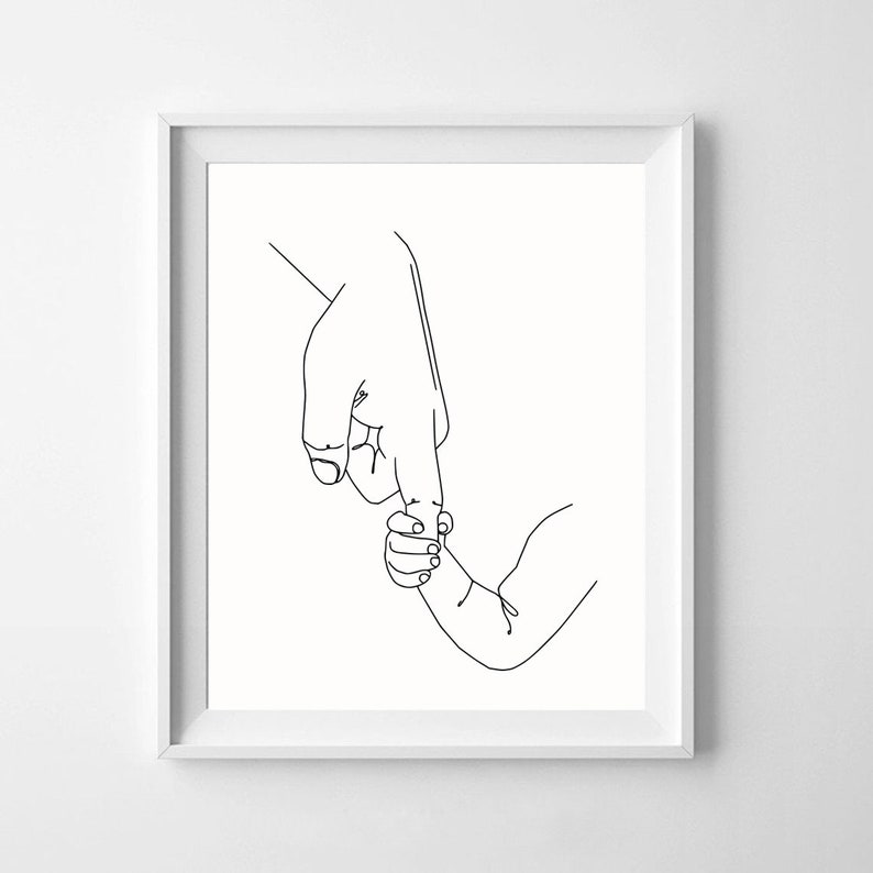 Mom and Baby Finger Touch Family Line Art One Line Drawing Family ...