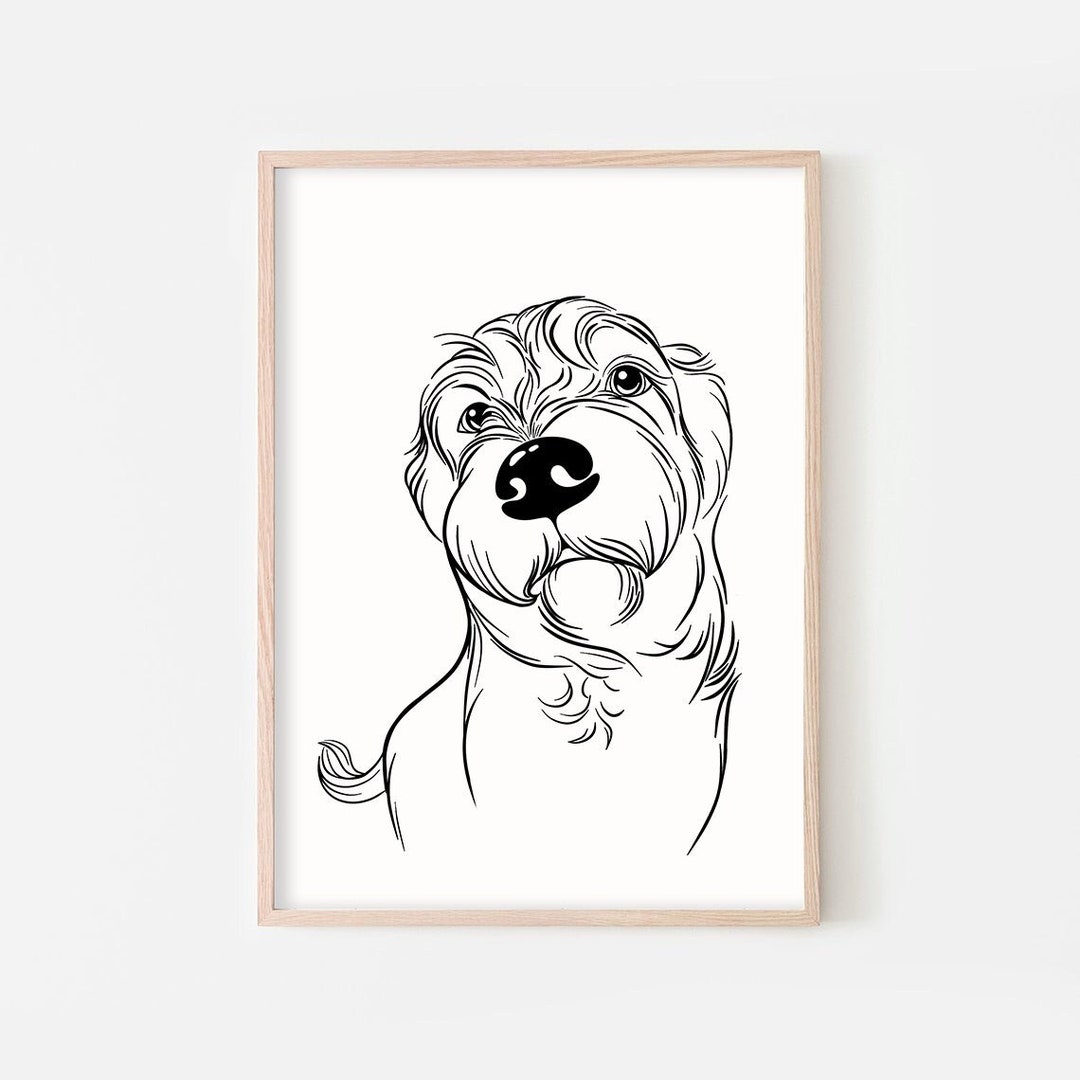 Custom Dog Line Art Portrait, Dog Portraits From Photo, Drawing From ...