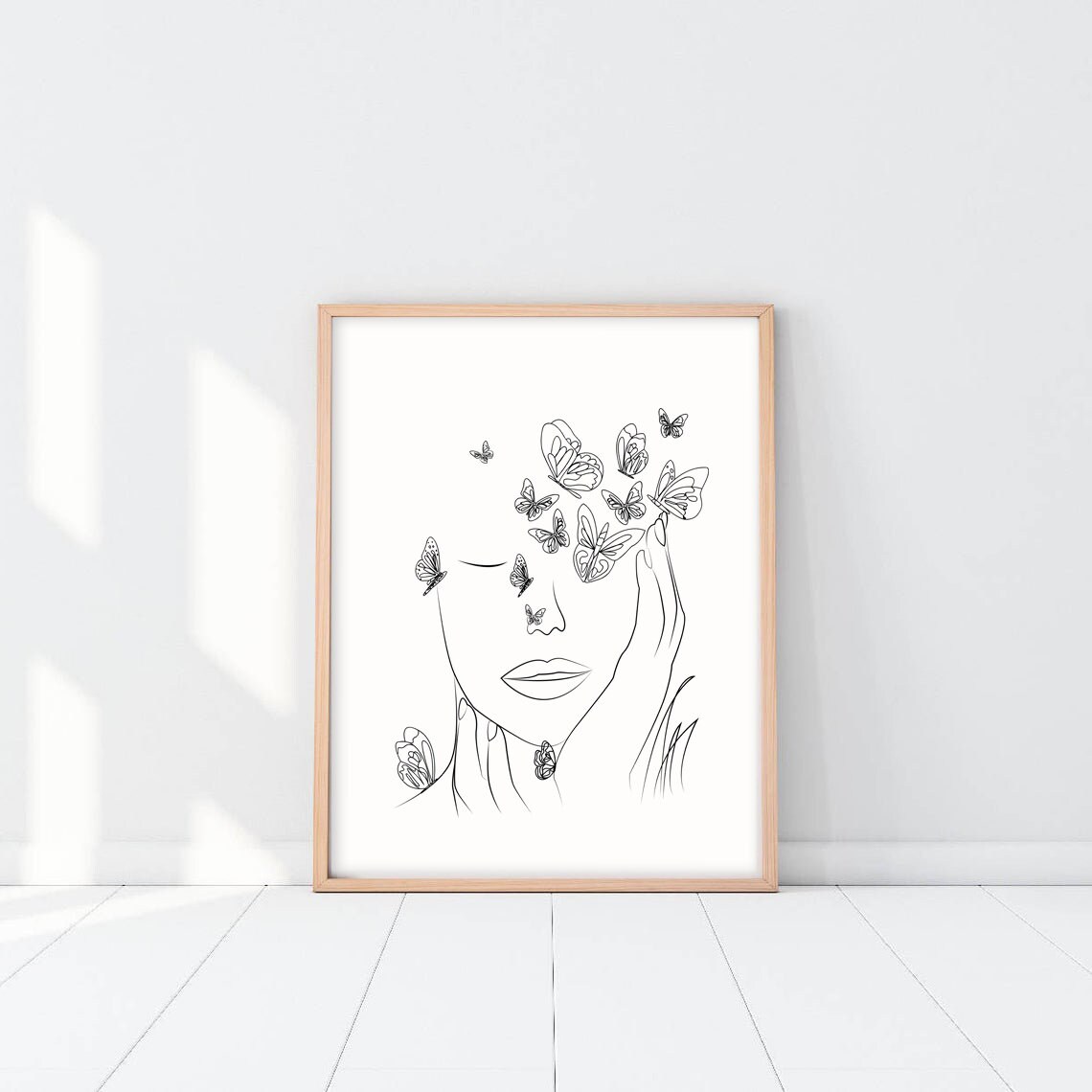 Abstract Line Art Woman With Butterfly One Line Drawing - Etsy