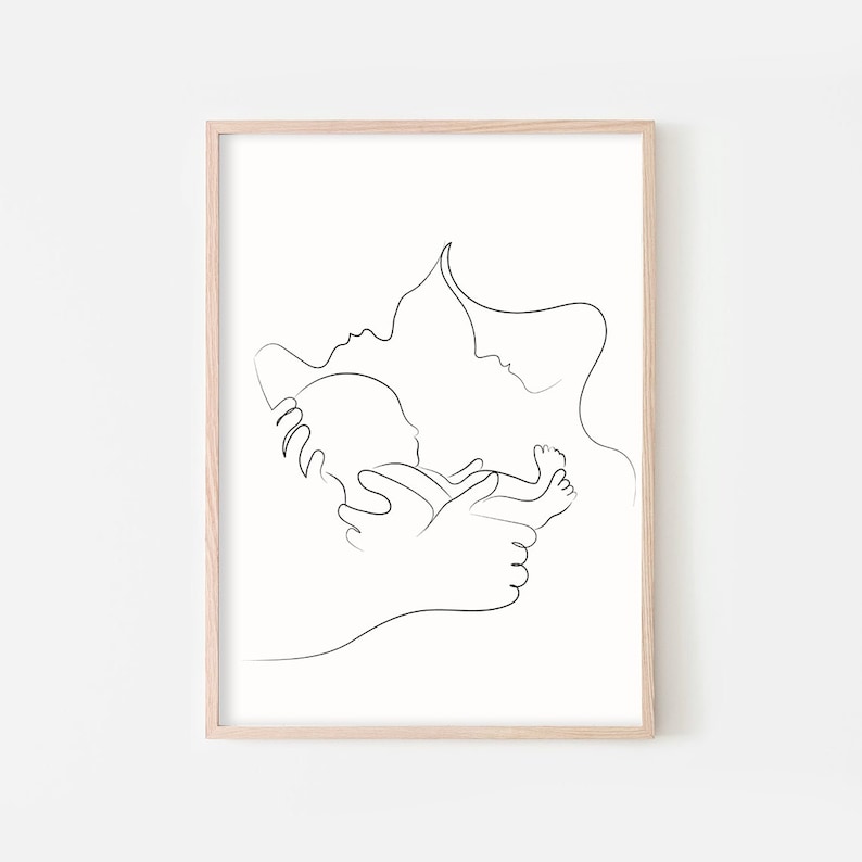 Family Art,set of 3 Line Art Prints,minimalist Art,mothers Day Art ...