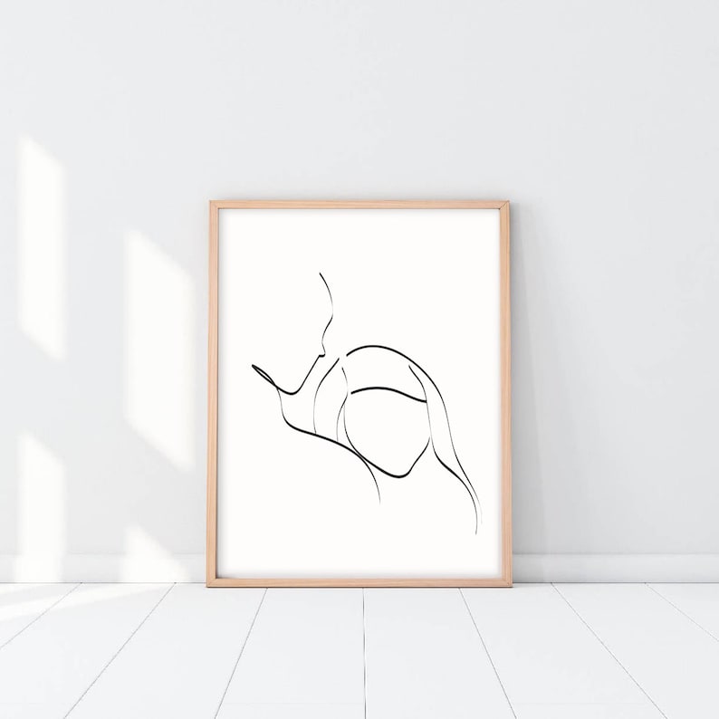 Abstract Love Line Art Couple Line Art One Line Drawing Romantic Print ...