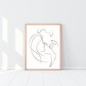Abstract Couple Line Art, One Line Art, Couple Line Art Print, Line ...