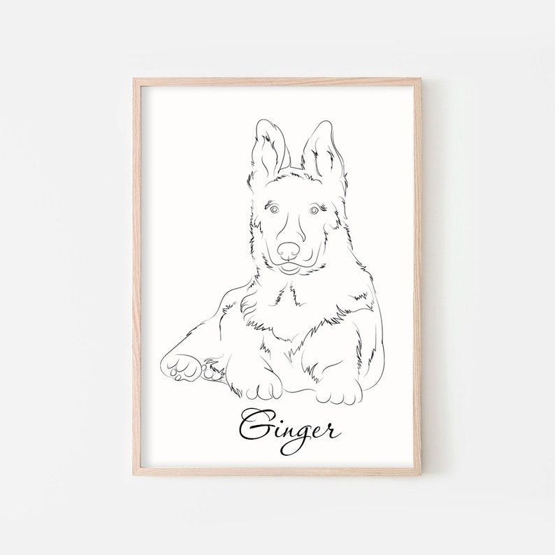 Pet Portrait Custom Line Drawing Dog Portrait Line Art Custom - Etsy