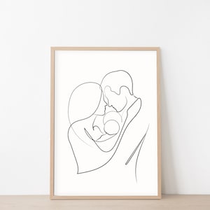 Abstract Family Line Art, Family Line Drawing, Dad Mom and Baby Line ...