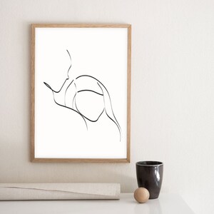 Abstract Love Line Art Couple Line Art One Line Drawing Romantic Print ...
