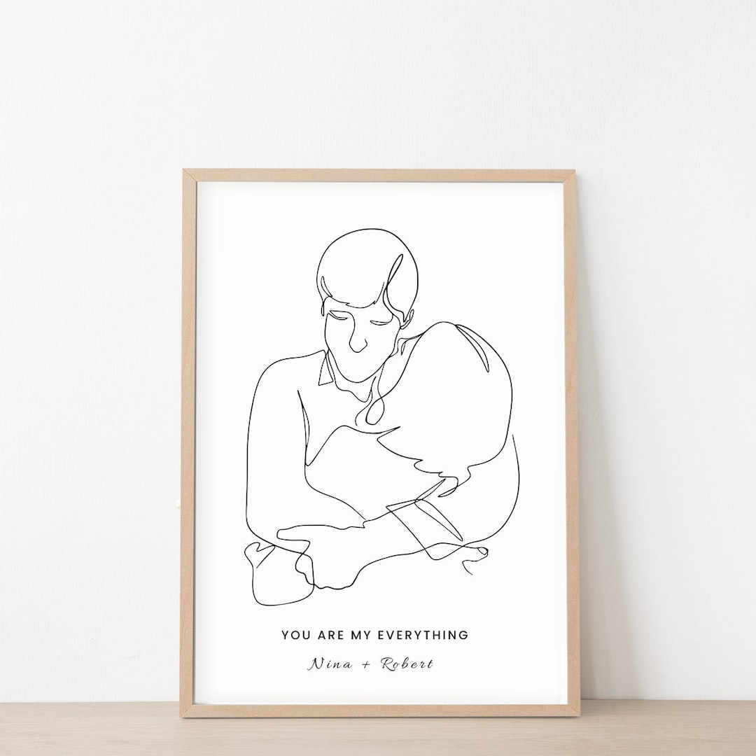 Faceless Portrait, Custom One Line Drawing, Simple Line Art, Hand Drawn ...