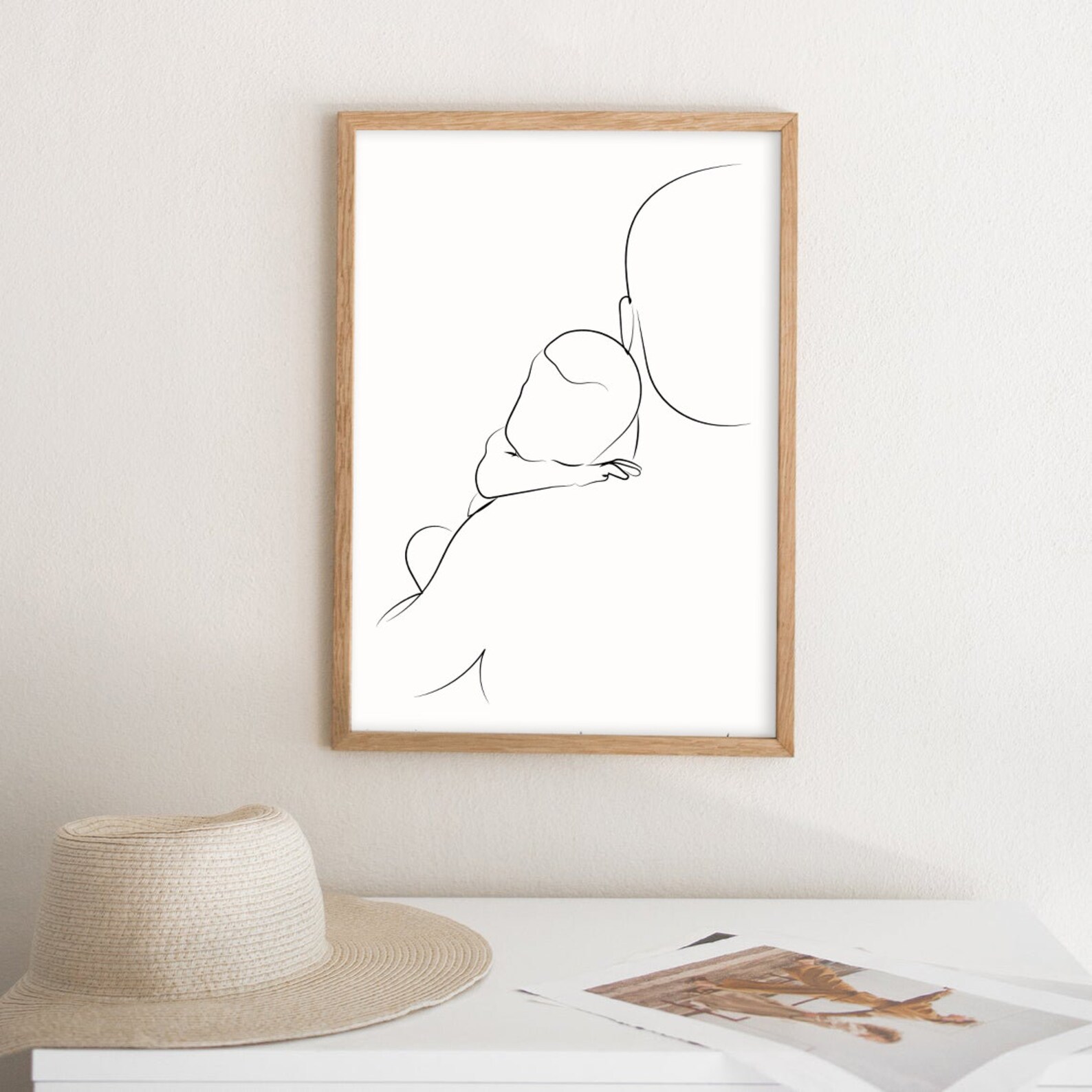 Family Print Art, Dad and Baby Art, Minimalist Line Art, Dad Child ...