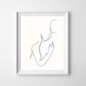 Abstract Couple Line Art Romantic Poster Couple One Line Art Body ...