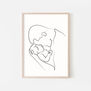 Family Line Art Set of 2 Prints, Family Line Drawing, Abstract Line Art ...