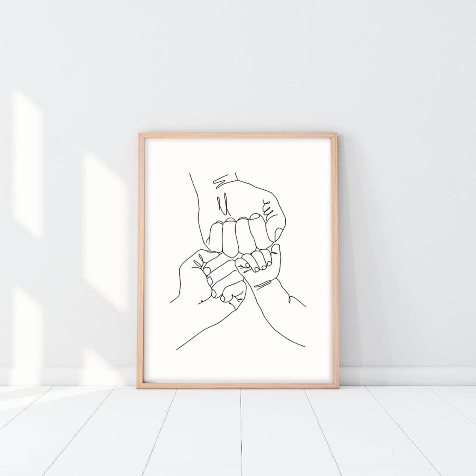 Family Hands Line Art,one Line Art, Family Print, Newborn Wall Art ...