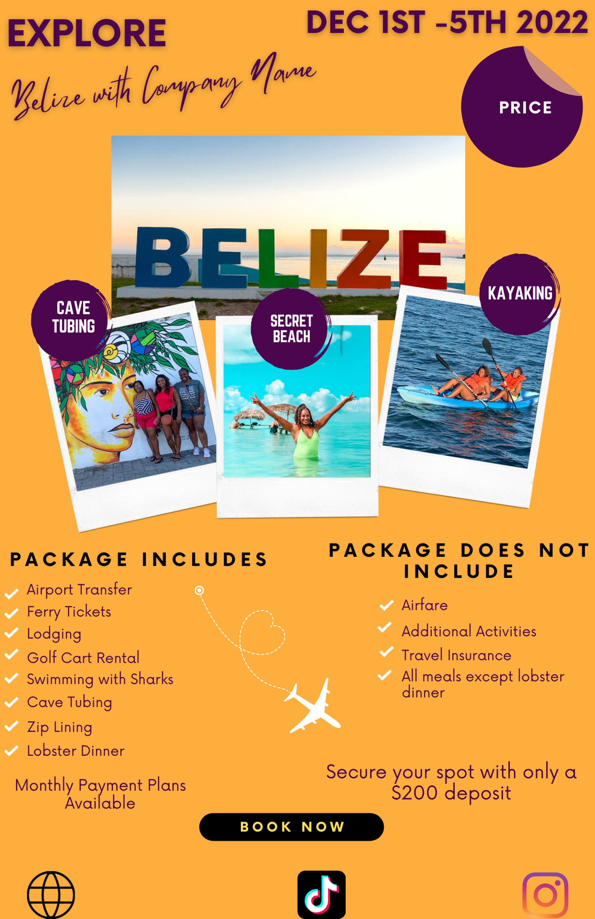 Belize Travel Flyer - Etsy
