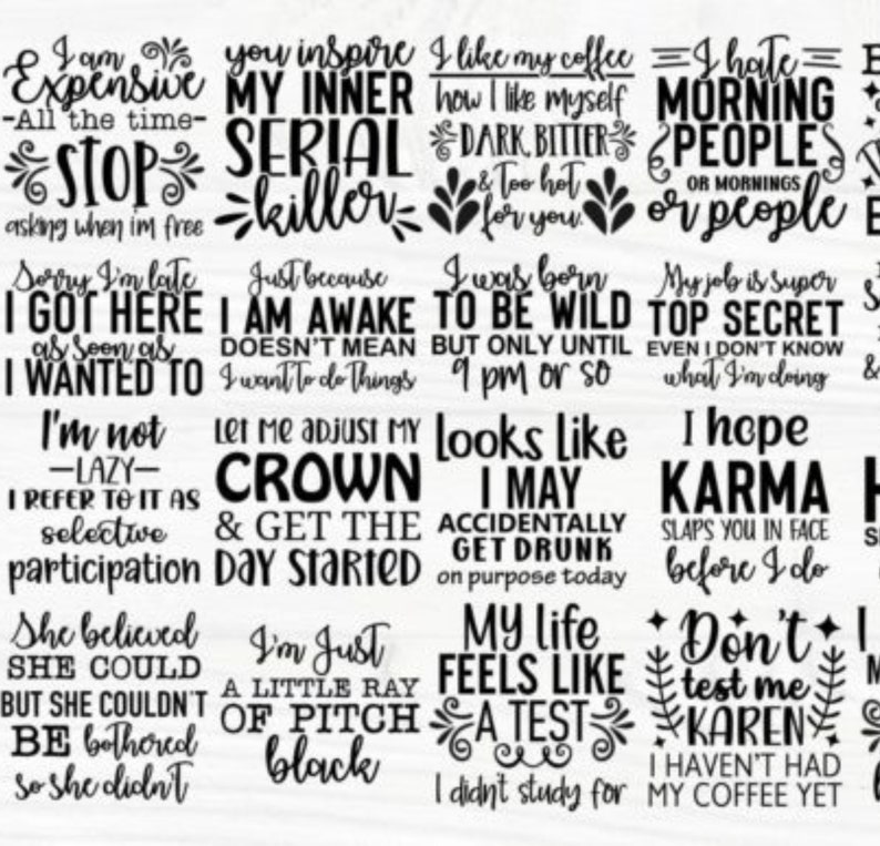 Funny Quotes Svg Bundle 60 Designs Etsy