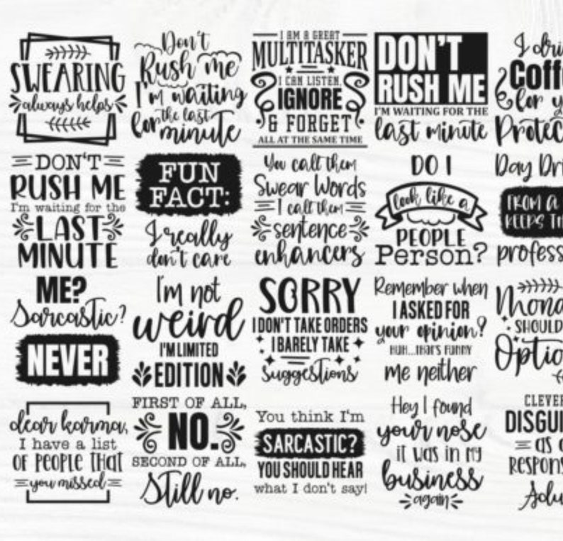Funny Quotes Svg Bundle 60 Designs Etsy
