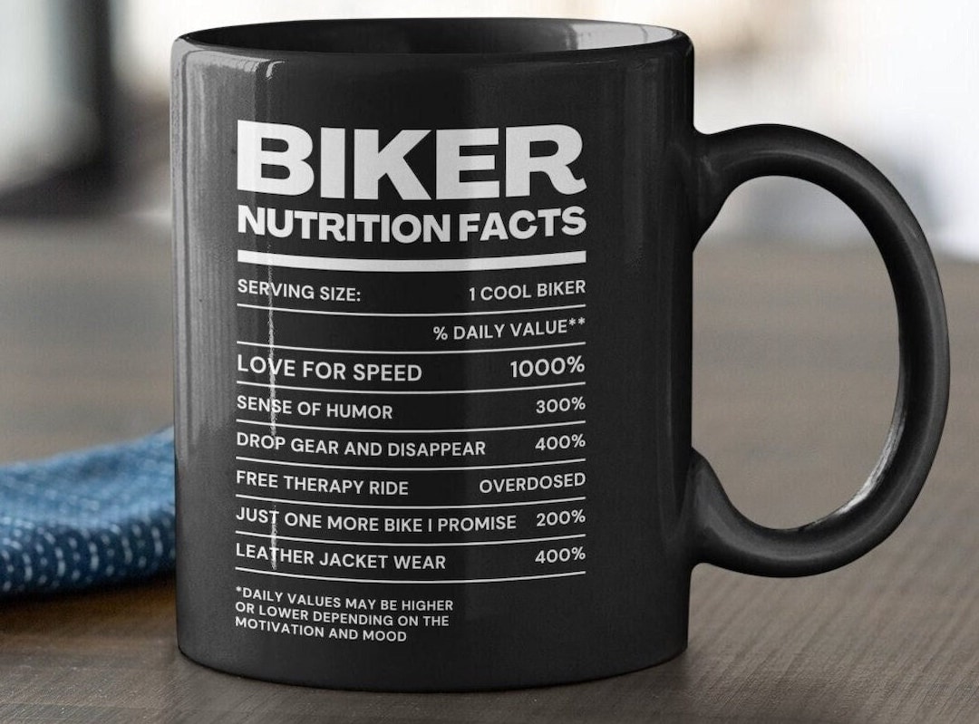 Biker Nutrition Facts Coffee Mug, Funny Biker Mug, Motorcycle Mug, Motorcycle Gifts, Gift for ...