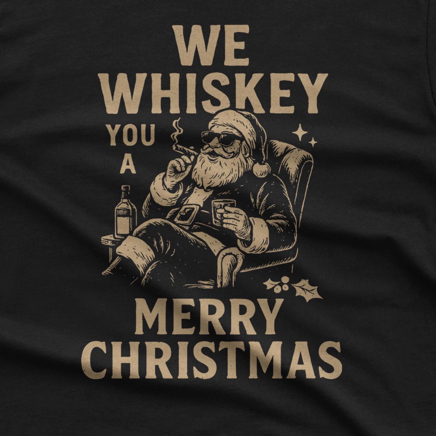 Whiskey Santa Christmas Tee, Funny Holiday T-shirt - Etsy