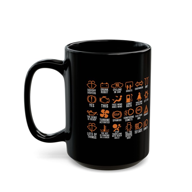 Funny Car Dashboard Icons Mug, Warning Light Coffee Cup, Car Guy Gift ...