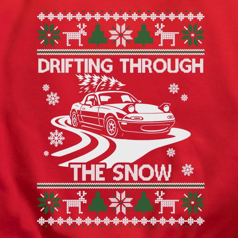 Drifting Through the Snow Ugly Christmas Crewneck Sweatshirt, Pop-up ...
