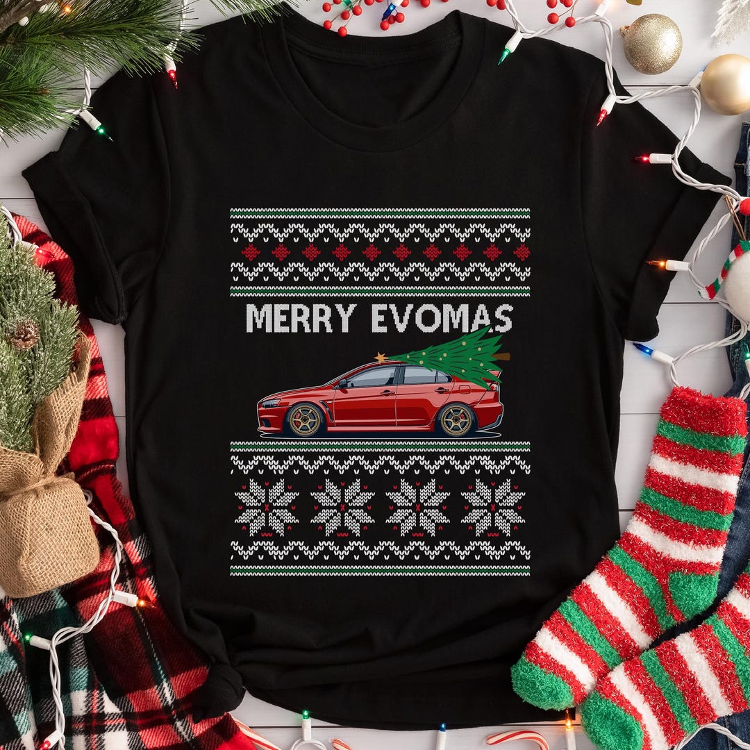 Ugly Christmas Shirt, Merry Evomas X Christmas Shirt, JDM Rally Car ...