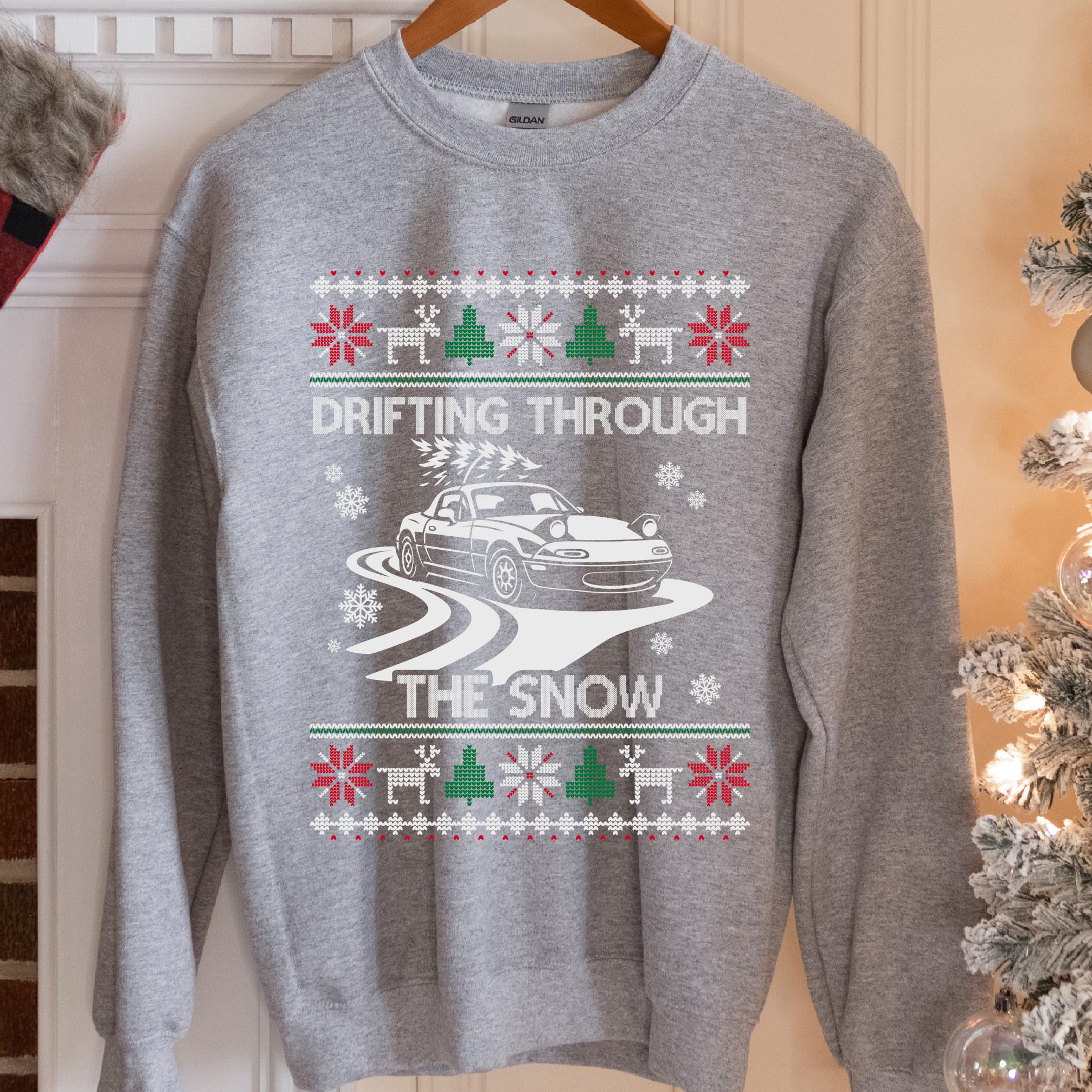 Drifting Through the Snow Ugly Christmas Crewneck Sweatshirt, Pop-up ...