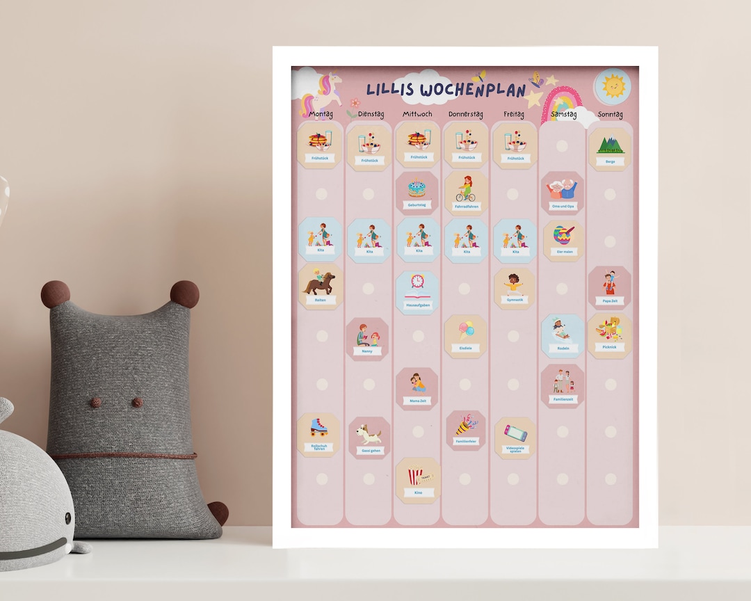 Weekly Plan A3 Children Montessori 8 Columns A3 Personalized With Frame ...