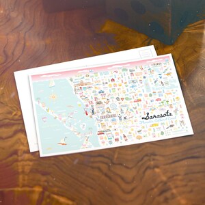 SARASOTA FL 5x7 Postcard | City Map Art Sarasota Florida | City Series ...