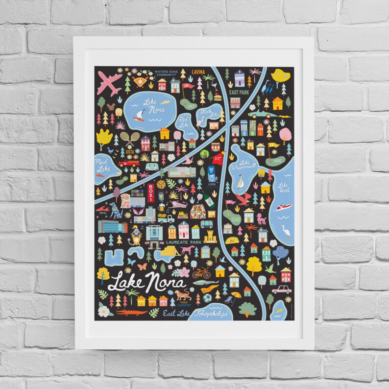 LAKE NONA FL Map Art Wall Decor | City Map Lake Nona Florida | Art ...
