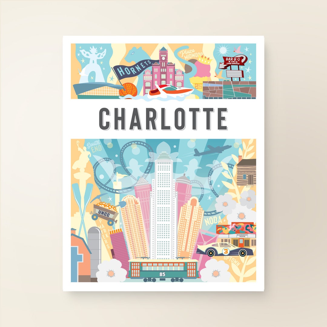 CHARLOTTE Map Art Wall Decor | City Map Charlotte North Carolina | Art ...
