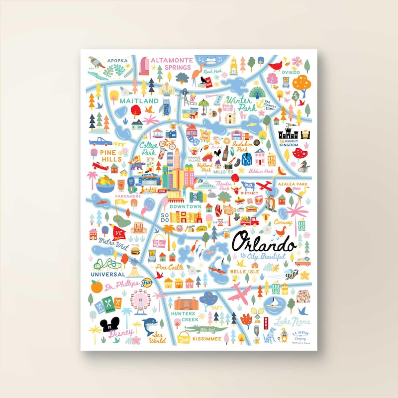Orlando Map Wall Poster - Etsy
